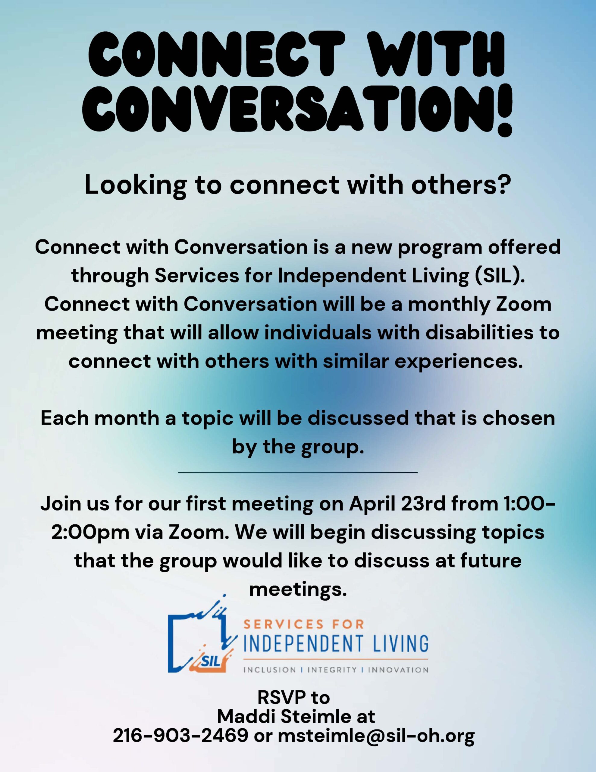Looking to connect with others? - Services for Independent Living